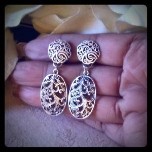 Vintage | Jewelry | Vintage Open Work Scroll Design Dangle Earrings ...